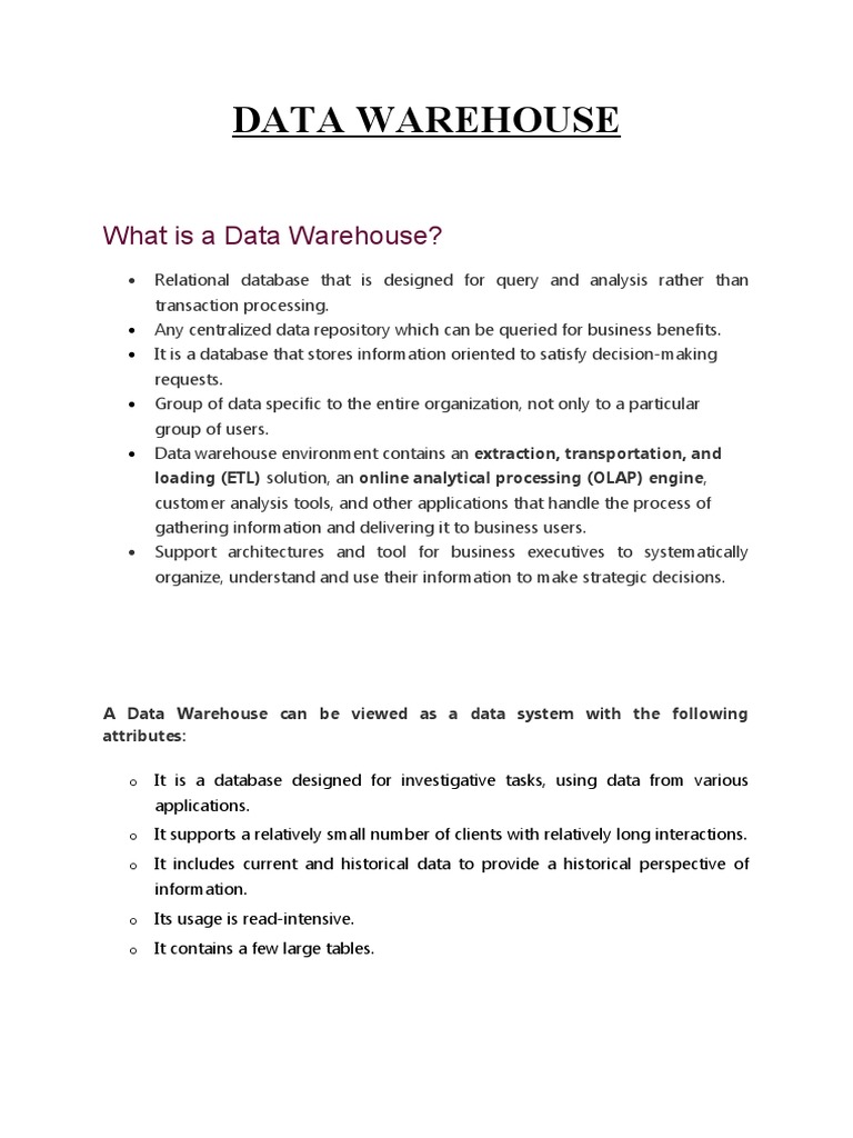 DATA Ware House & Mining NOTES | PDF | Data Warehouse | Data Mining