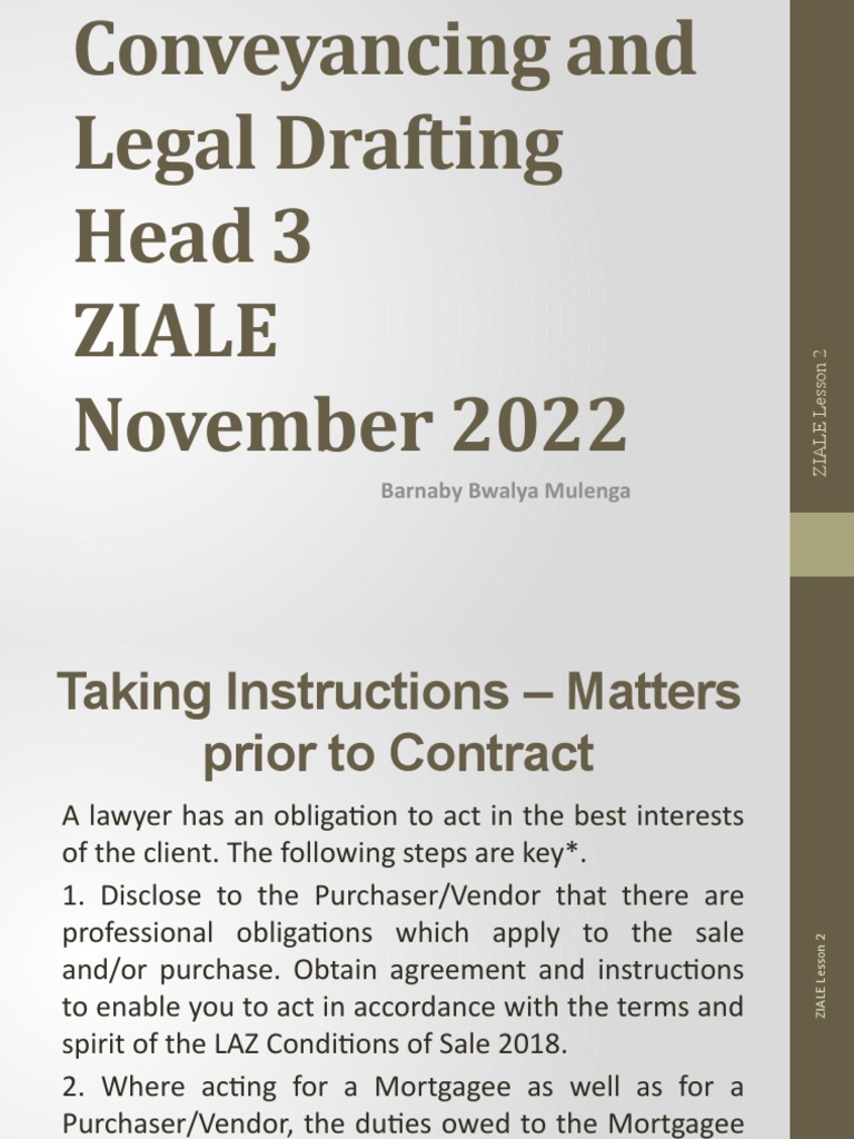 Lesson 2 - 2022 Nov ZIALE | PDF | Conveyancing | Possession (Law)