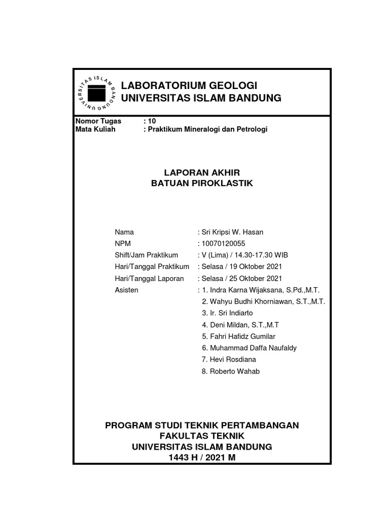 L5 - Sri Kripsi W. Hasan - 10070120055 - Batuan Piroklastik | PDF