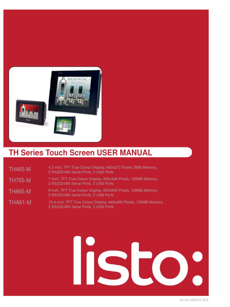 MANUL018R2V2 - TH Series Touchscreen User Manual | PDF | Power Supply | Usb