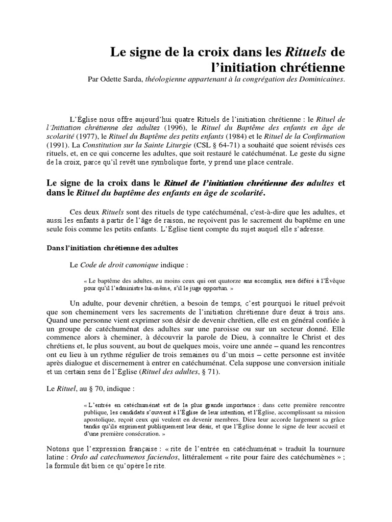 Signe de la croix et initiation chrétienne | PDF | Baptisme | Confirmation