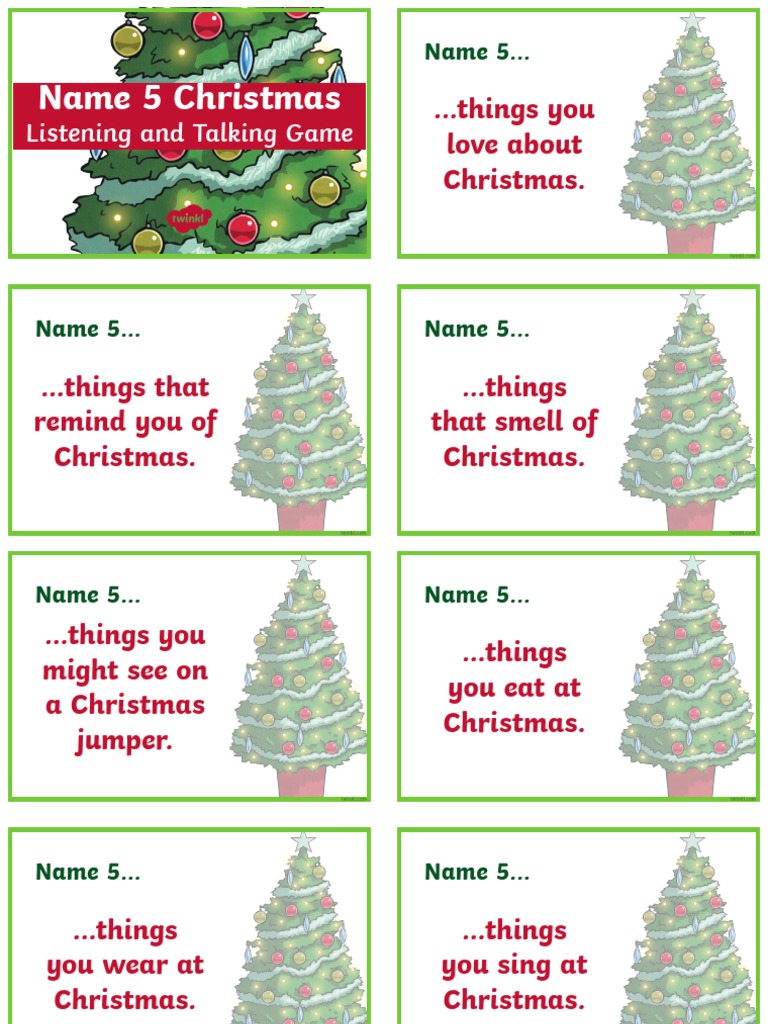 Cfe2 T 2548089 Name Five Christmas Challenge Cards English - Ver - 1 | PDF