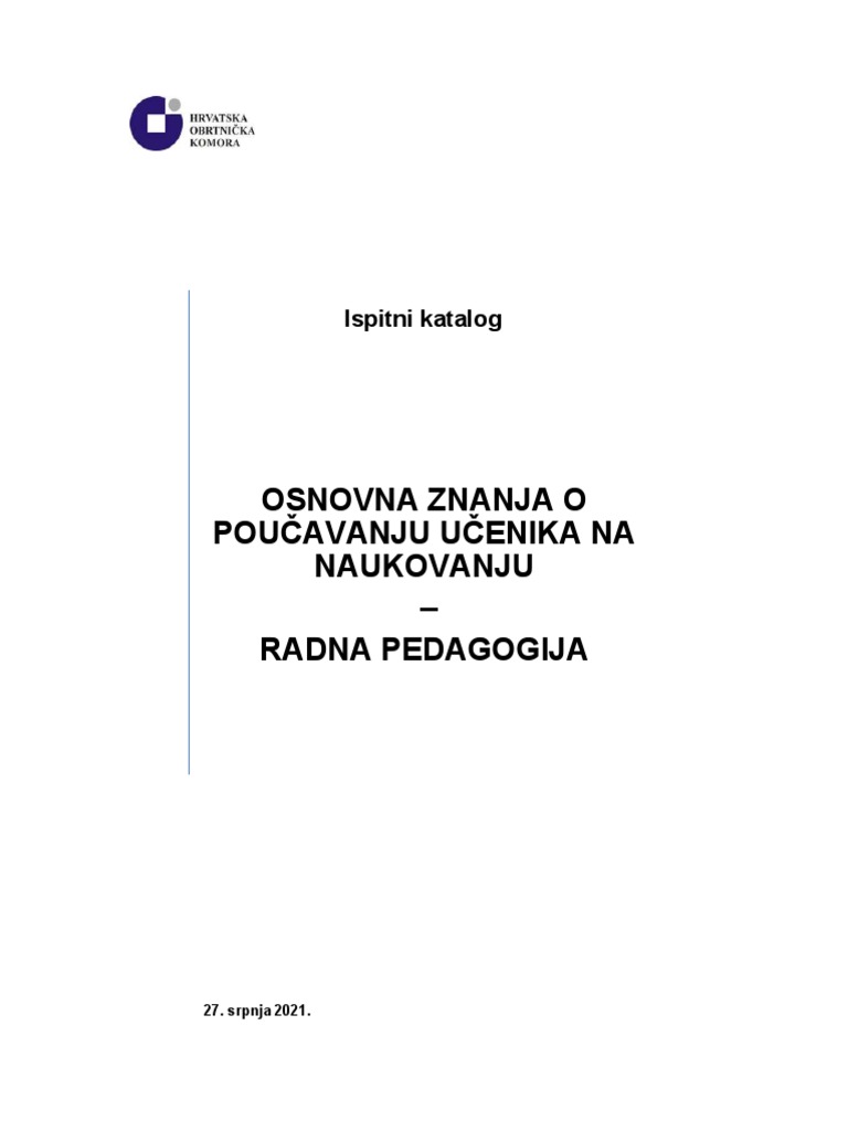 Ispitni Katalog Za Ispit Kojim Se Dokazuju Osnovna Znanja o Poucavanju ...