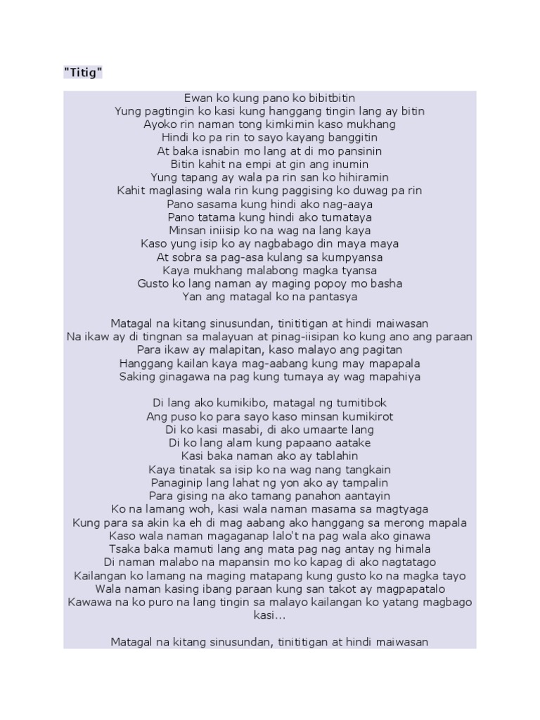 Titig MC Einstein Lyrics | PDF