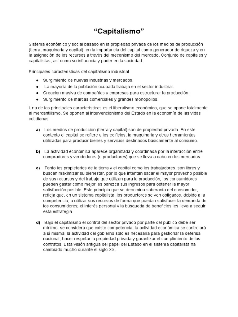 Capitalismo | PDF | Capitalismo | Capital (economía)