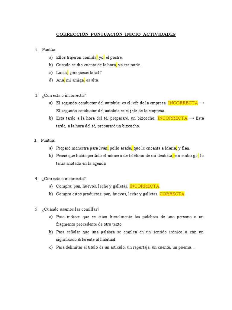 Corrección de puntuación y uso de signos de puntuación | PDF