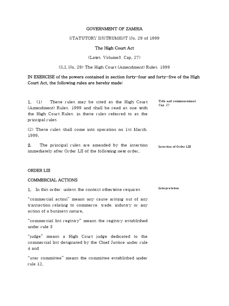High Court Amendment Rules 1999 | PDF | Interlocutory Appeal | Judge