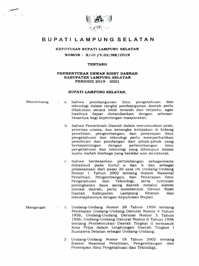 SK BUP Pembentukan DRD | PDF