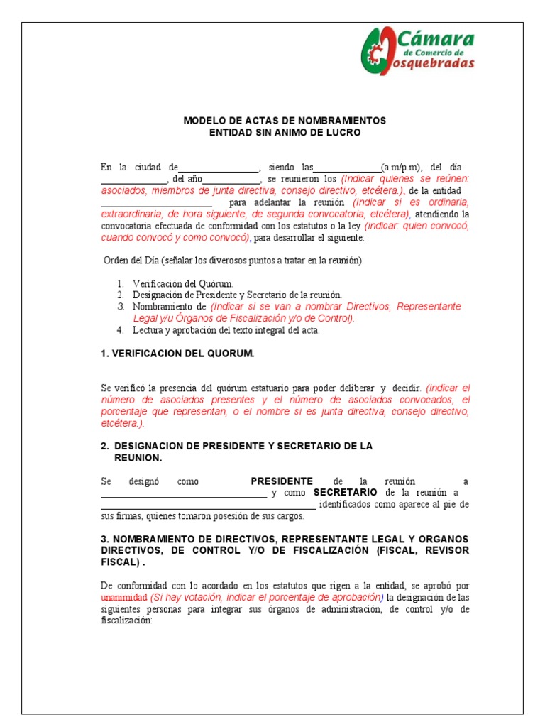 Modelo Acta Nombramientos | PDF | Gobierno