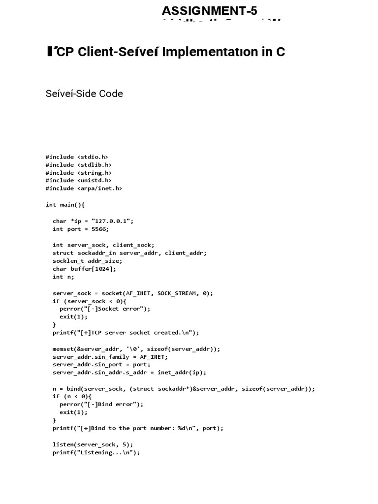 Implementing TCP and UDP client-server communication in C | PDF | Port (Computer Networking ...
