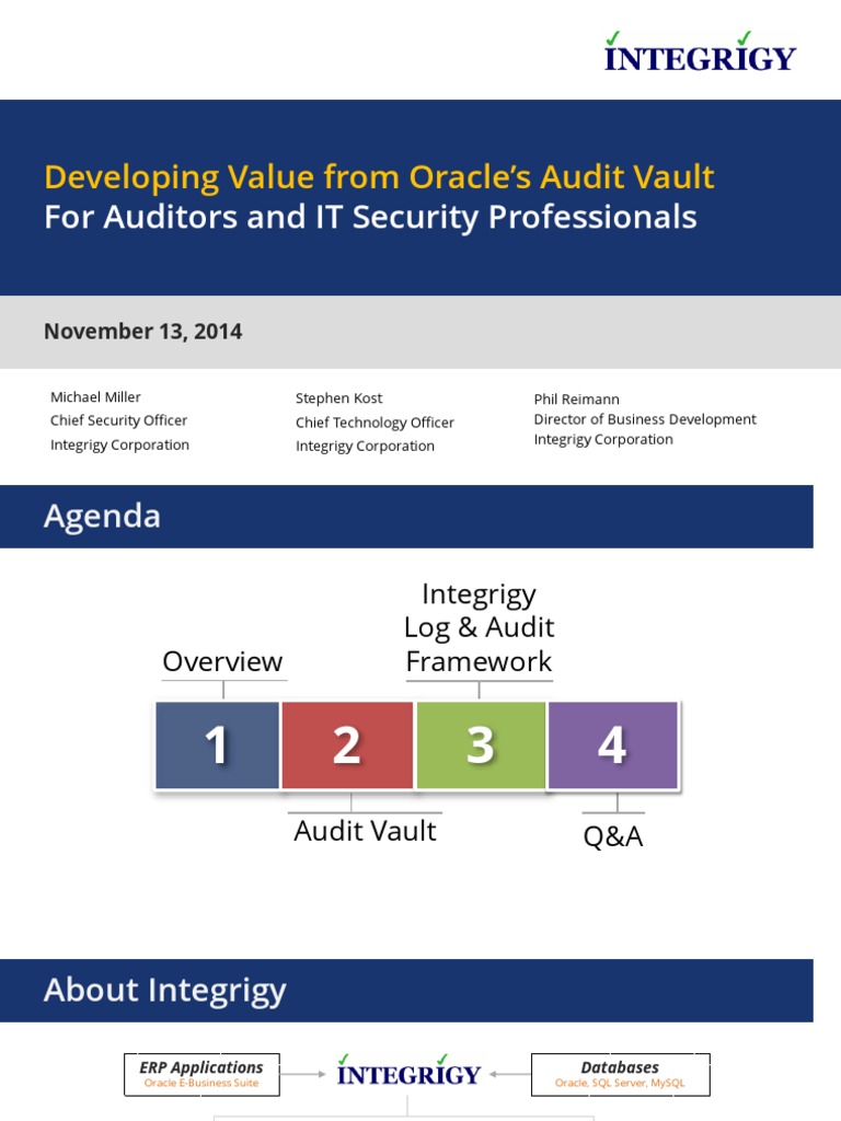 Developing Value With Oracle Audit Vault | Download Free PDF | Databases | Login