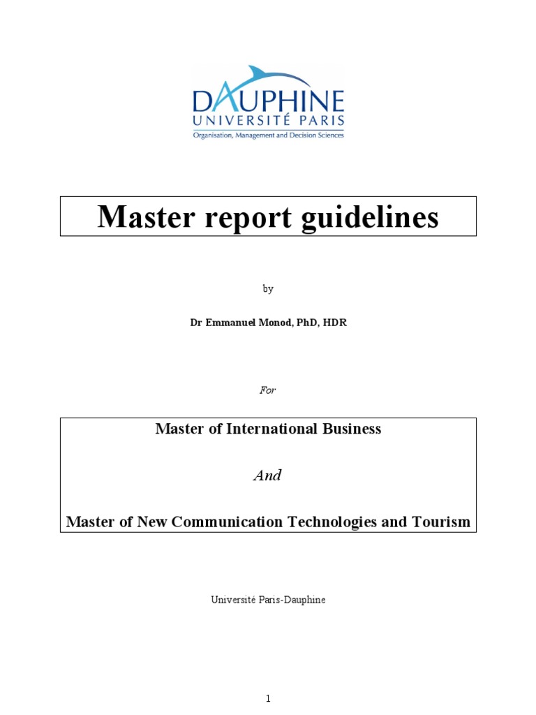 Master Report Guidelines | PDF | Thesis | Plagiarism