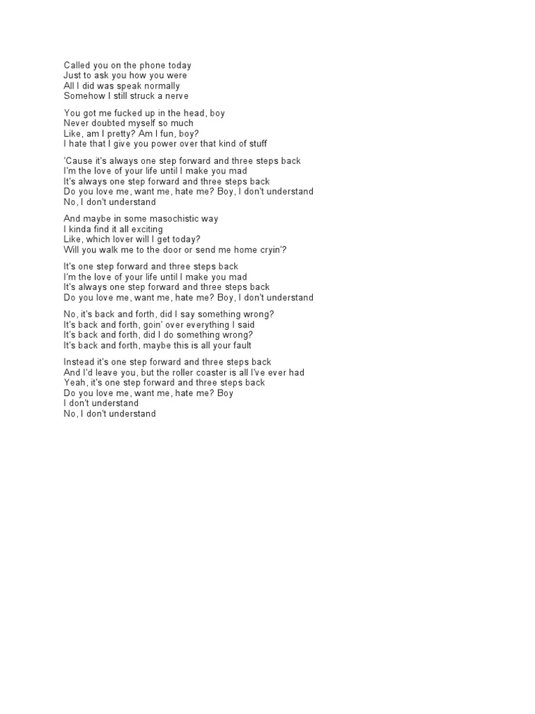 One Step Forward, Three Steps Back Lyrics Analysis | PDF | Lifestyle