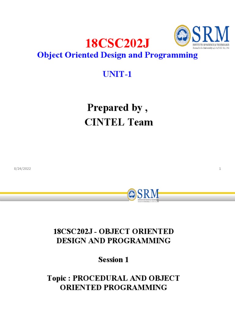 Oodp Unit 1 Pdf Class Computer Programming Variable Computer Science