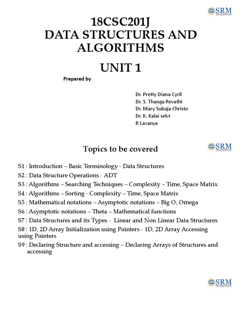 Dsa Unit 1 Pdf Pointer Computer Programming Time Complexity