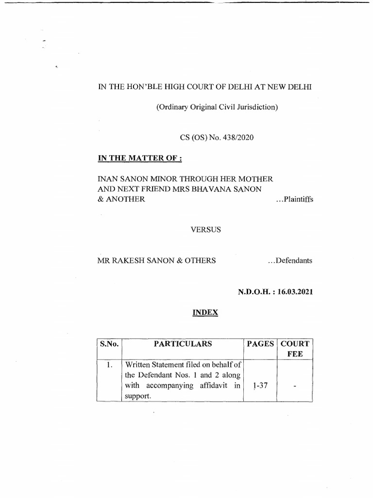 Written Statement On Behalf of Defendant Nos. 1 and 2 | PDF | Lawsuit ...