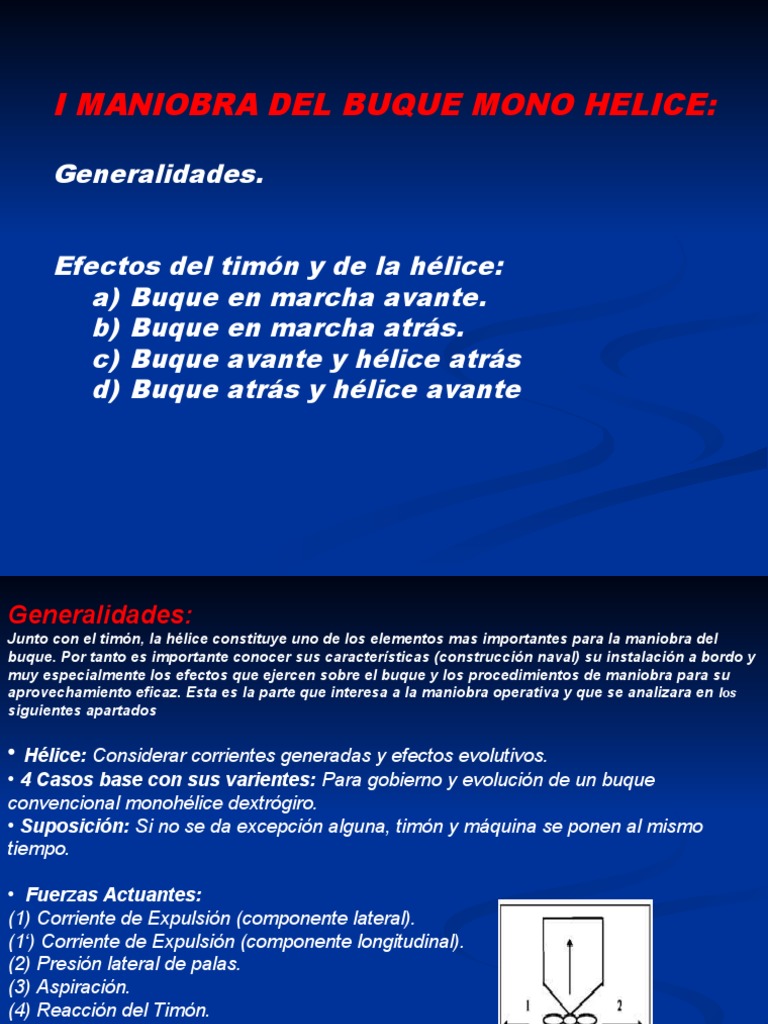 1 Maniobra Del Buque Mono Helice | PDF | Timón | Hélice