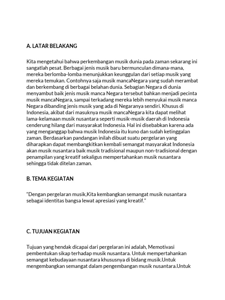Contoh Proposal Kegiatan Kampus Musik Kampus | PDF