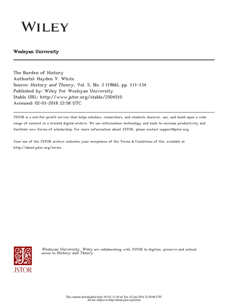 Hayden White - The Burden of History | PDF