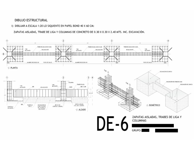 De-6 Zapatas Aisladas Trabes de Liga y Columnas | PDF