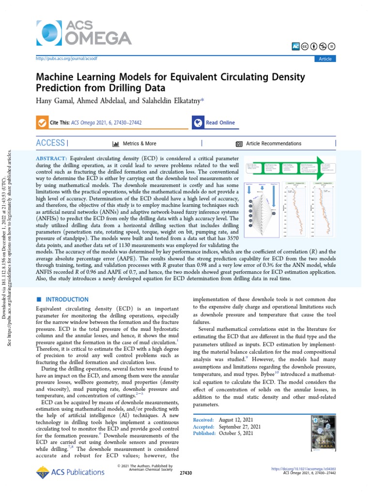 Machine Learning Models For Equivalent Circulating Density Prediction ...