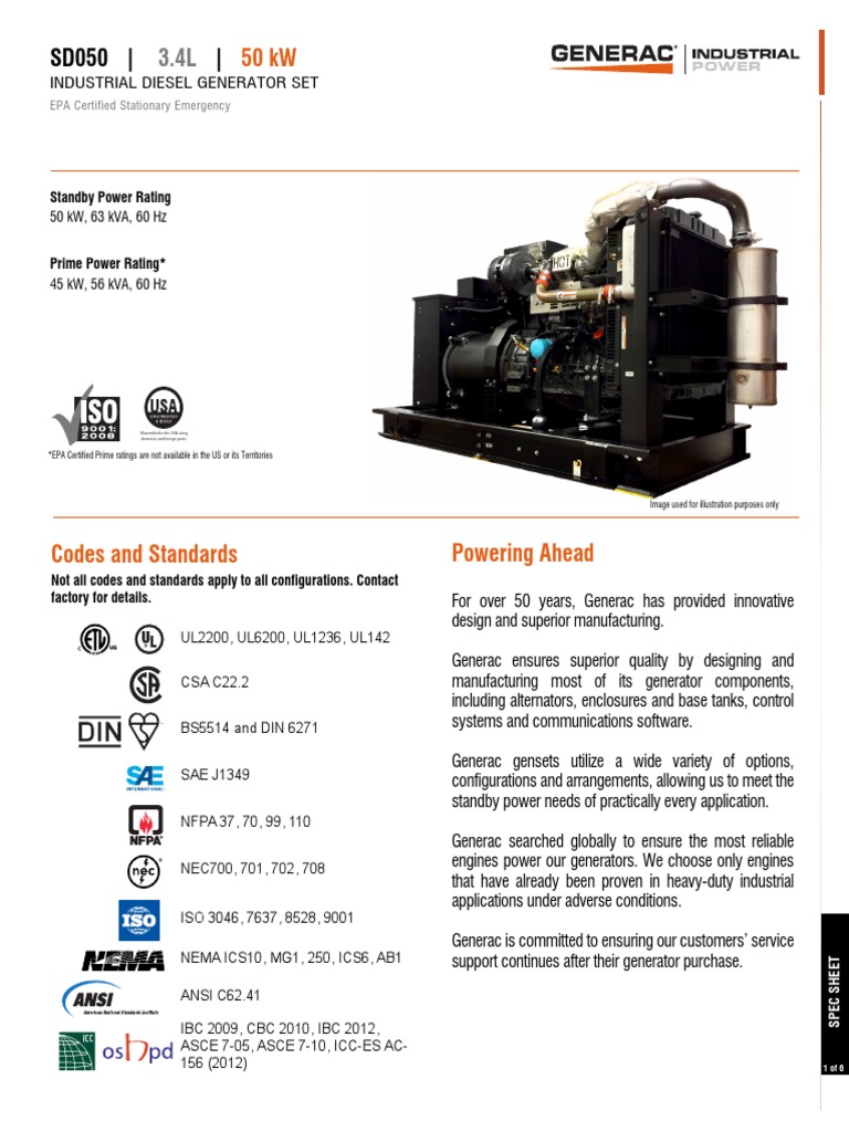 Industrial Diesel Generator Set: Standby Power Rating | PDF | Diesel ...