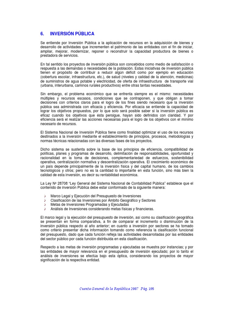 6 Inversion Publica | PDF | Presupuesto | Bienes