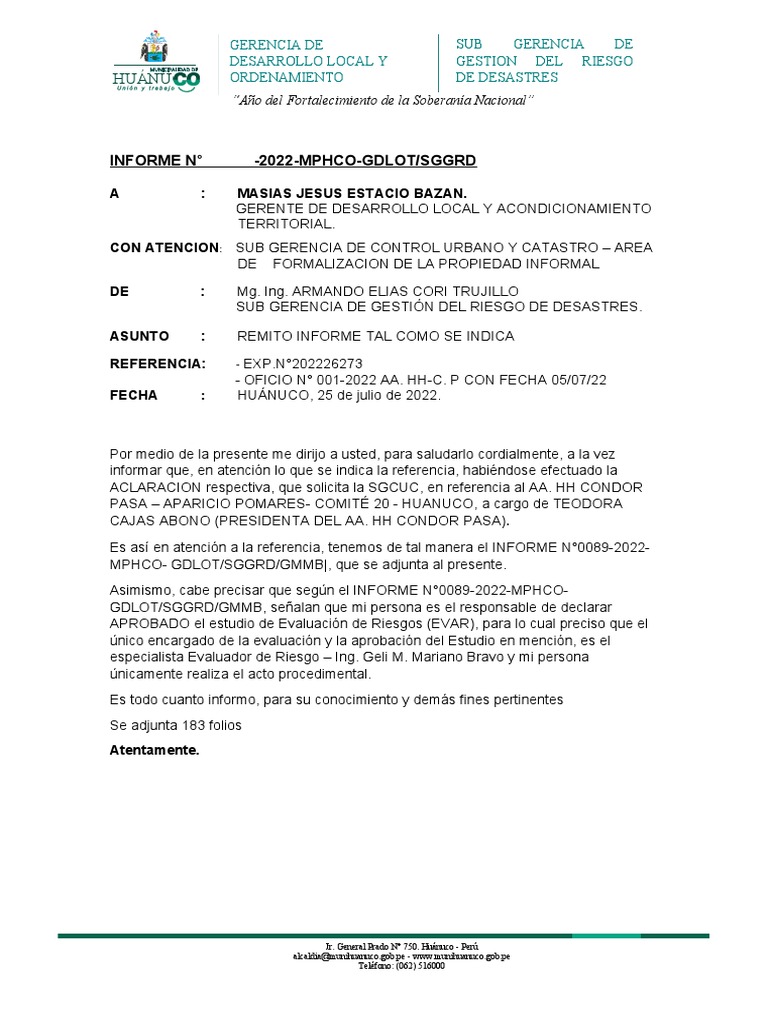 INFORME Condor Pasa GERENCIA | PDF