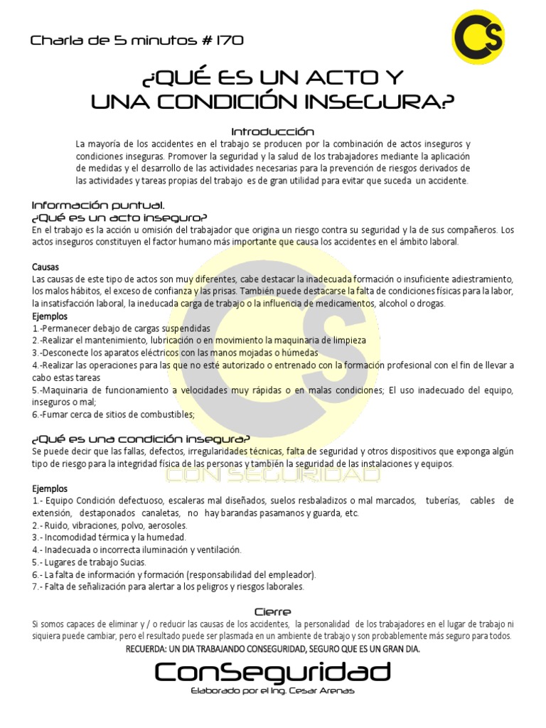 Qué Es Un Acto y Una Condicion Insegura | PDF