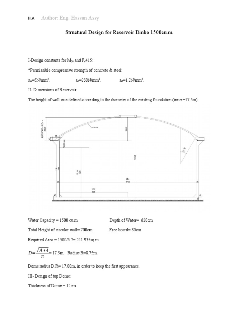 Design or Structural Check For Reservoir Dinbo 1500cu | PDF | Beam ...