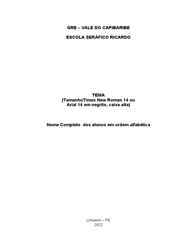 MODELO DE Projeto TCF | PDF