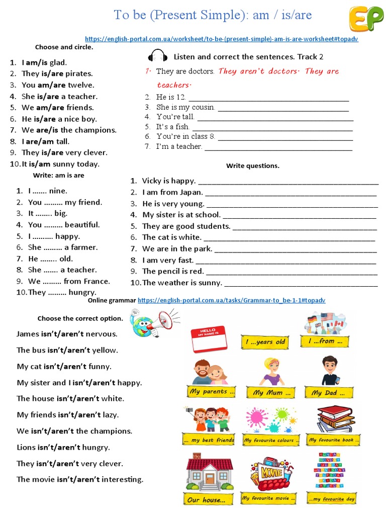Present Simple "To Be" Worksheet | PDF | Linguistics