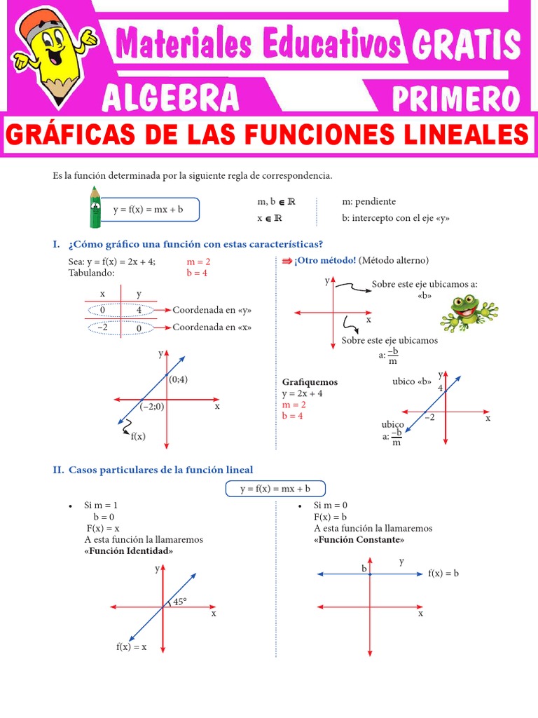 Gráficas de Las Funciones Lineales para Primer Grado de Secundaria | PDF