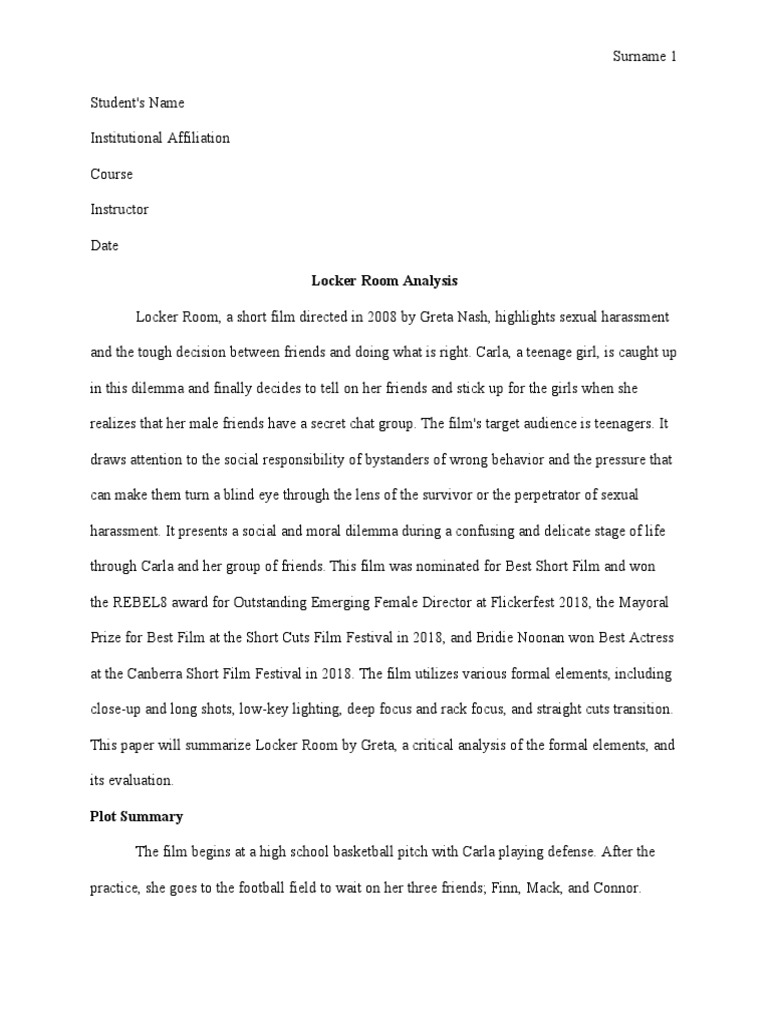 Locker Room Analysis | PDF | Sexual Harassment | Adolescence