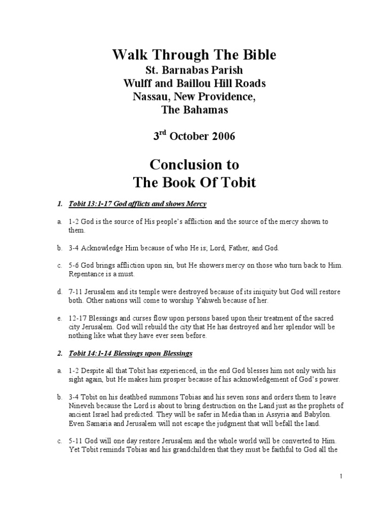Conclusion of Tobit & Introduction to Judith | PDF | Religious ...