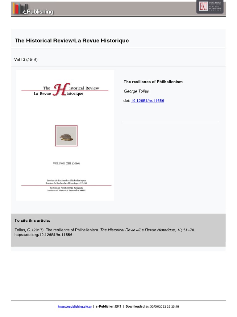 Tolias - 2016 - The Resilience of Philhellenism | PDF | Greeks | Greece