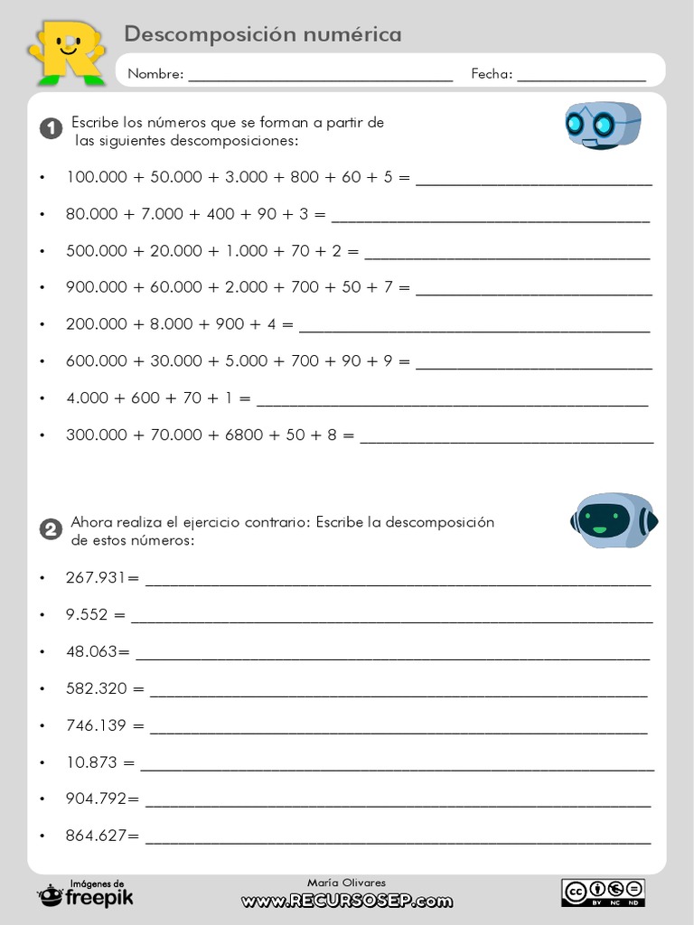 Descomposicion Numerica Numeros | PDF