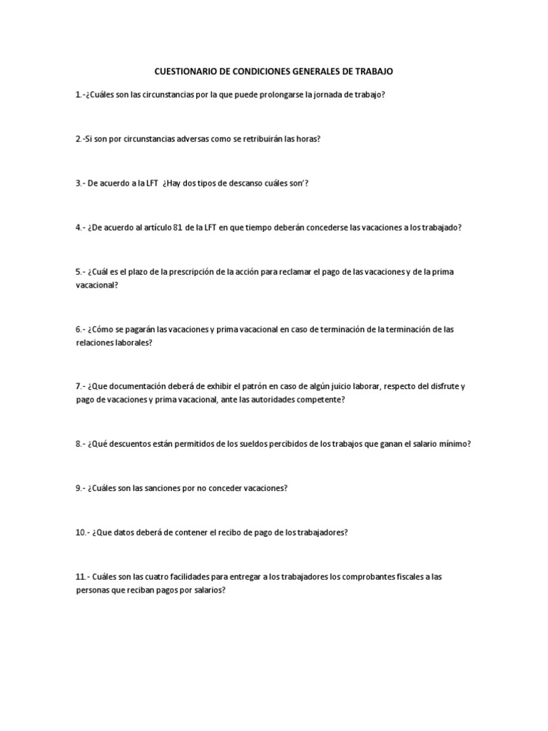 Cuestionario_de_Condiciones_generales_de_trabajo_Sin_respuesta(2) | PDF Cuestionario_de_Condiciones_generales_de_trabajo_Sin_respuesta(2) | PDF