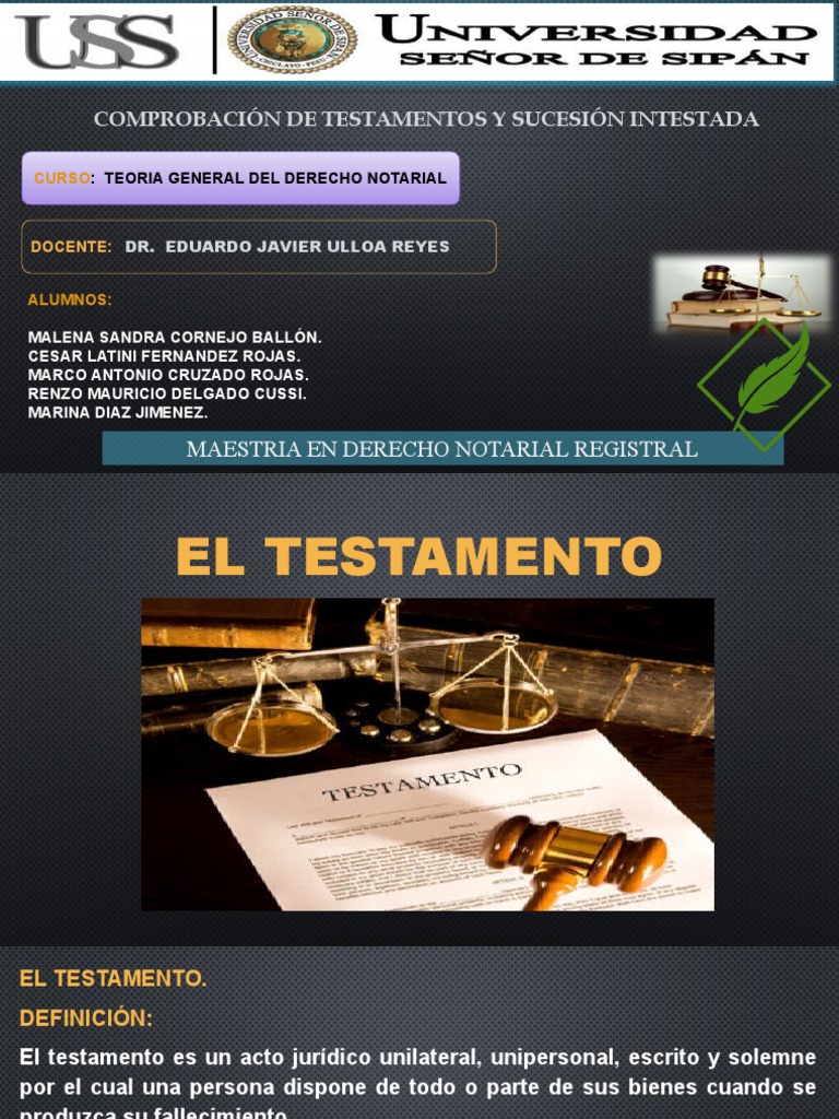 Diapositivas Testamento Cerrado y Sucesión Intestada Listo | PDF