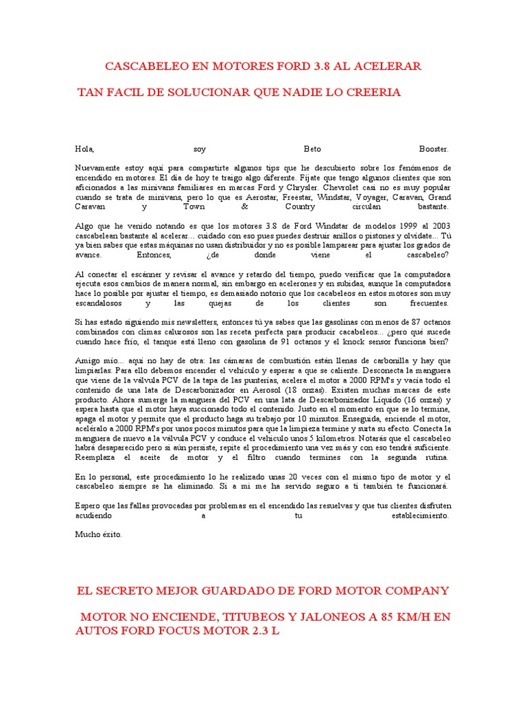 Cascabeleo en Motores Ford 3 | PDF | Tecnología