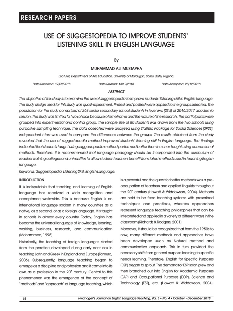 Use of Suggestopedia To Improve Students | PDF | P Value | Language ...