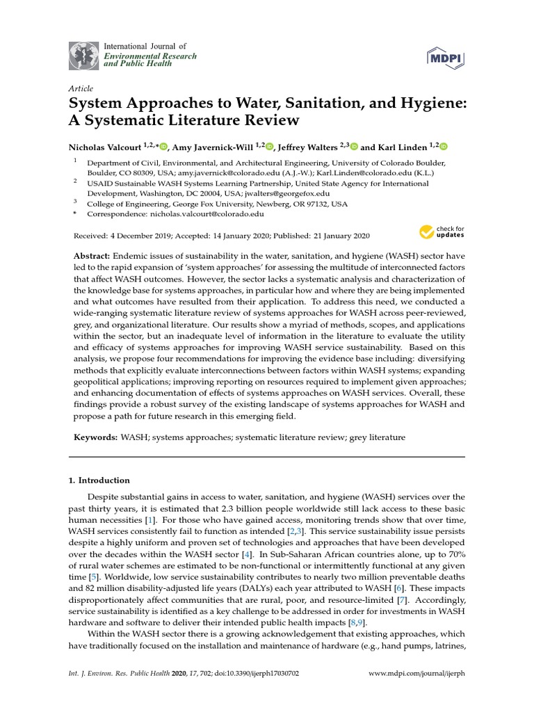 System Approaches To Water, Sanitation, and Hygiene A Systematic ...