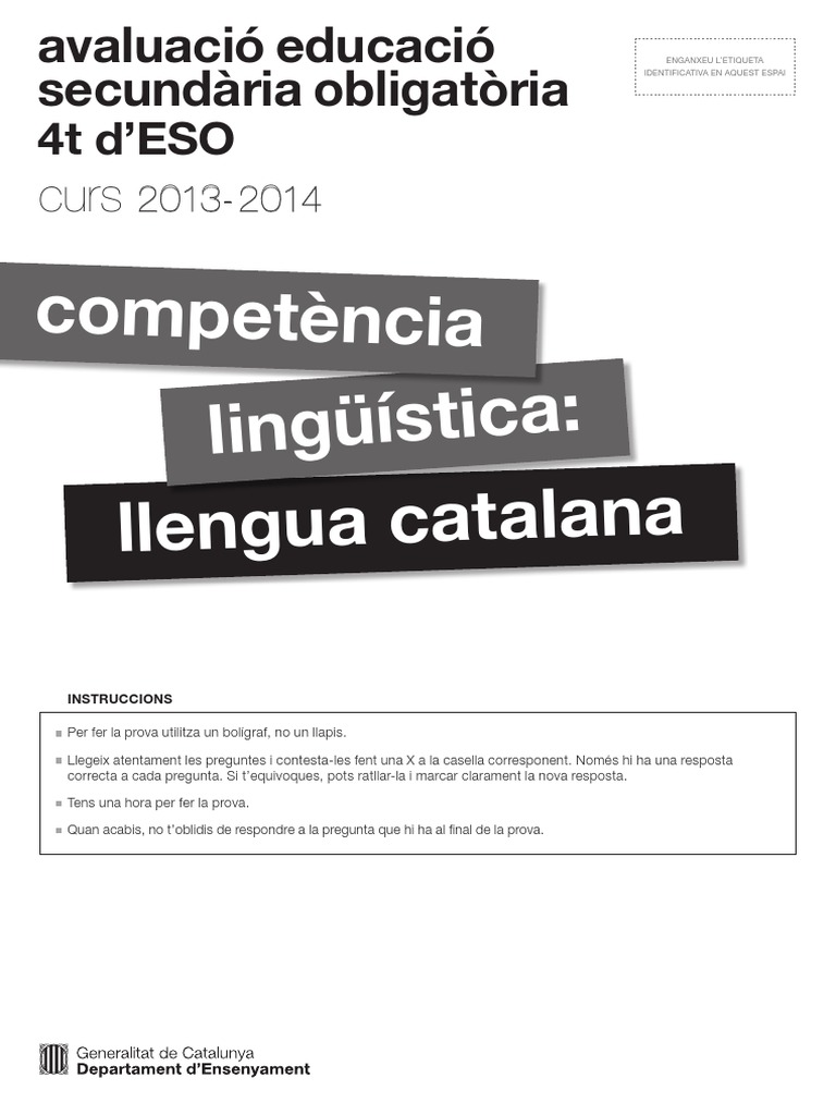 4t ESO CATALA 2014 | PDF