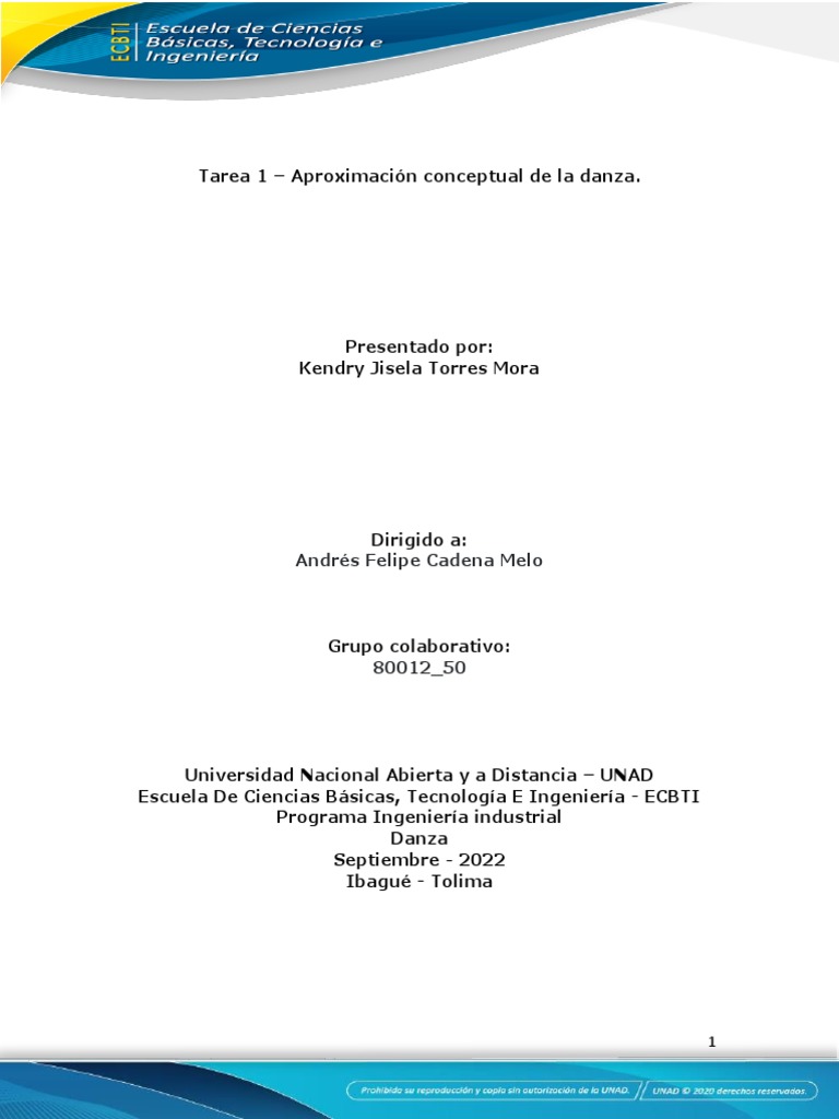 Tarea 1 Aproximacion de La Danza | PDF