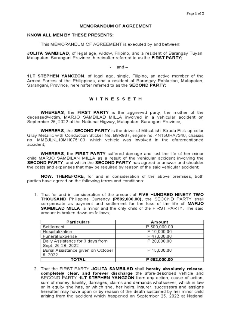 Memorandum of Agreement | PDF
