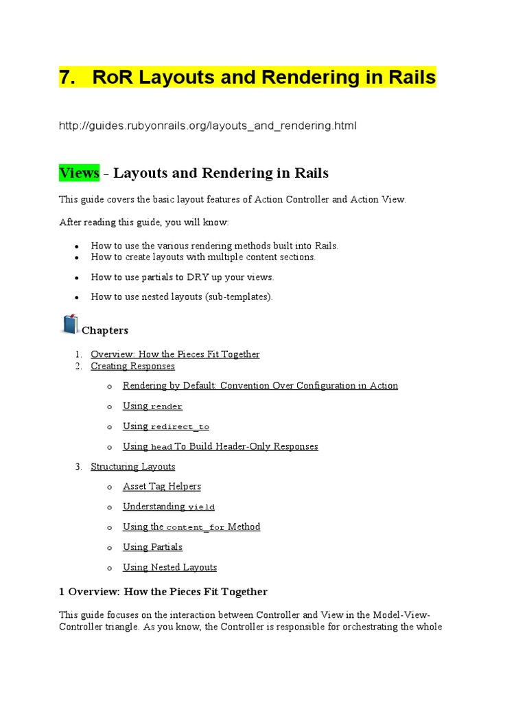 Ror 7 Layouts And Rendering In Rails Pdf Html Element Html