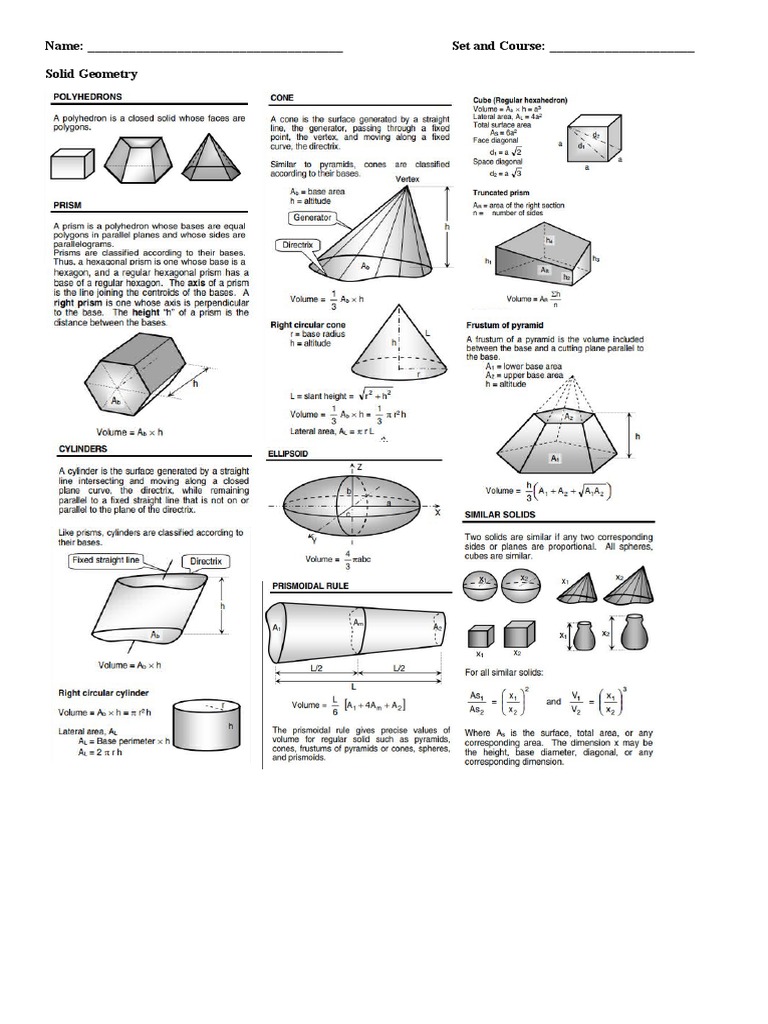 Solid Geometry Formula | PDF