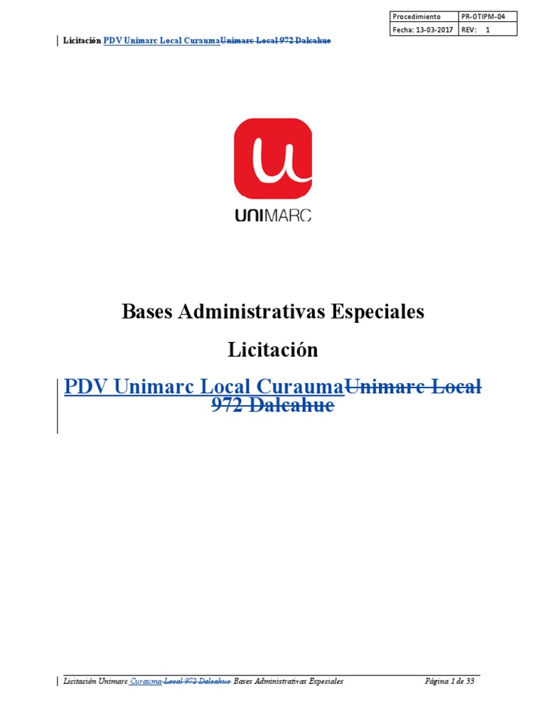 Licitación Unimarc Curauma Dalcahue | PDF | Presupuesto | Oferta (economía)