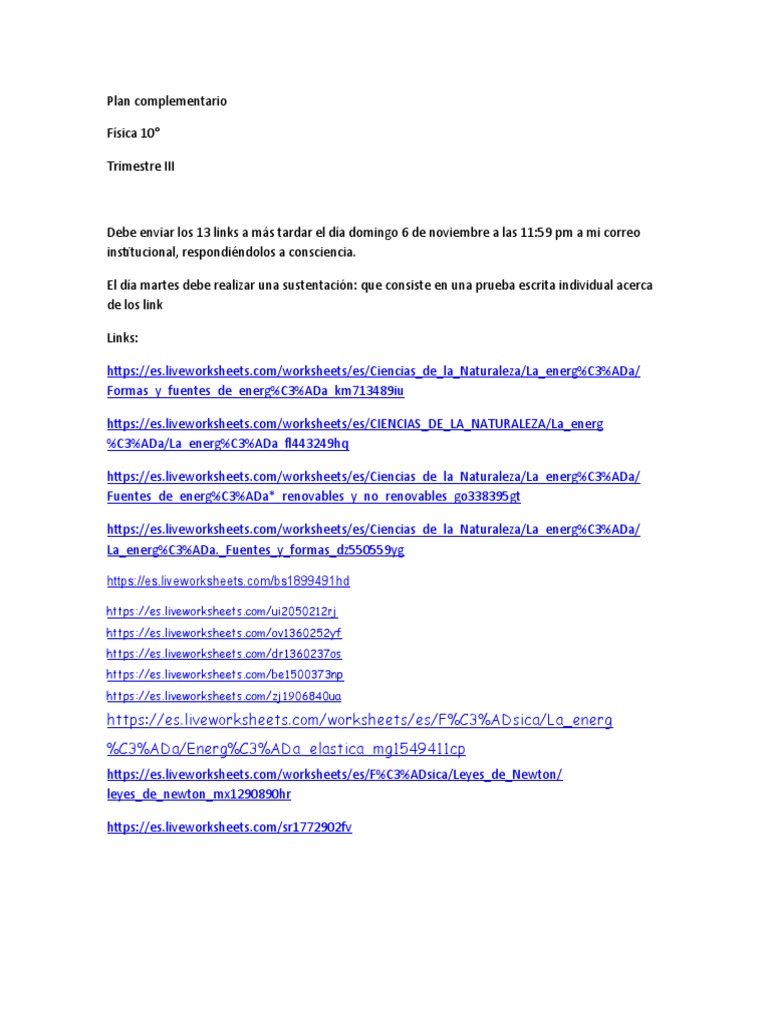 Plan Complementario | PDF