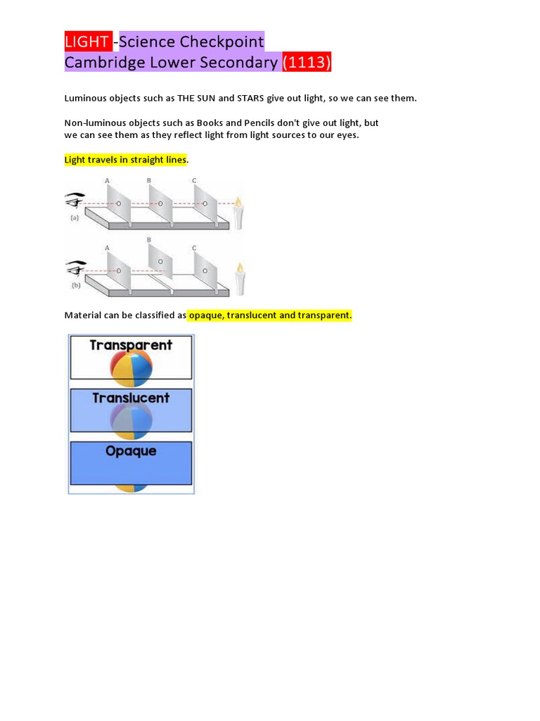 Understanding Light: Key Concepts and Notes | PDF